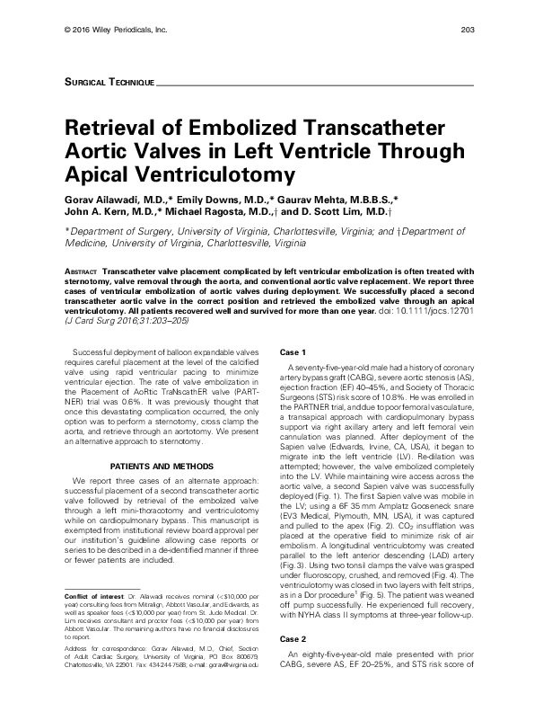 (PDF) Retrieval of Embolized Transcatheter Aortic Valves in Left ...