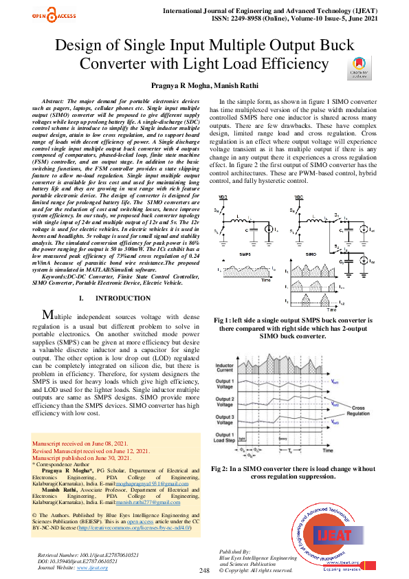 (PDF) Design of Single Input Multiple Output Buck Converter with Light Load Efficiency
