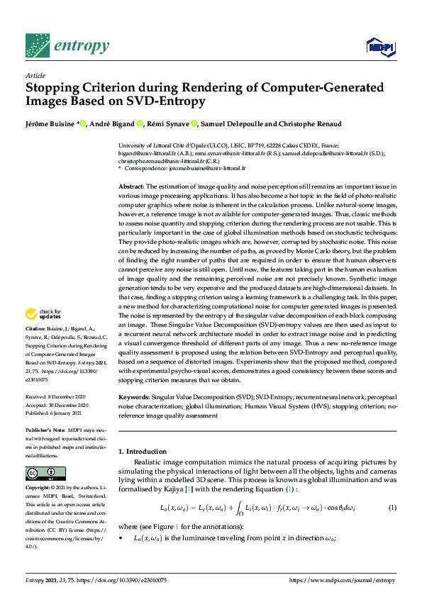 (PDF) Stopping Criterion during Rendering of Computer-Generated Images Based on SVD-Entropy