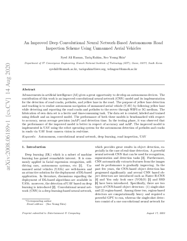(PDF) An Improved Deep Convolutional Neural Network-Based Autonomous ... (PDF) An Improved Deep Convolutional Neural Network-Based Autonomous ...