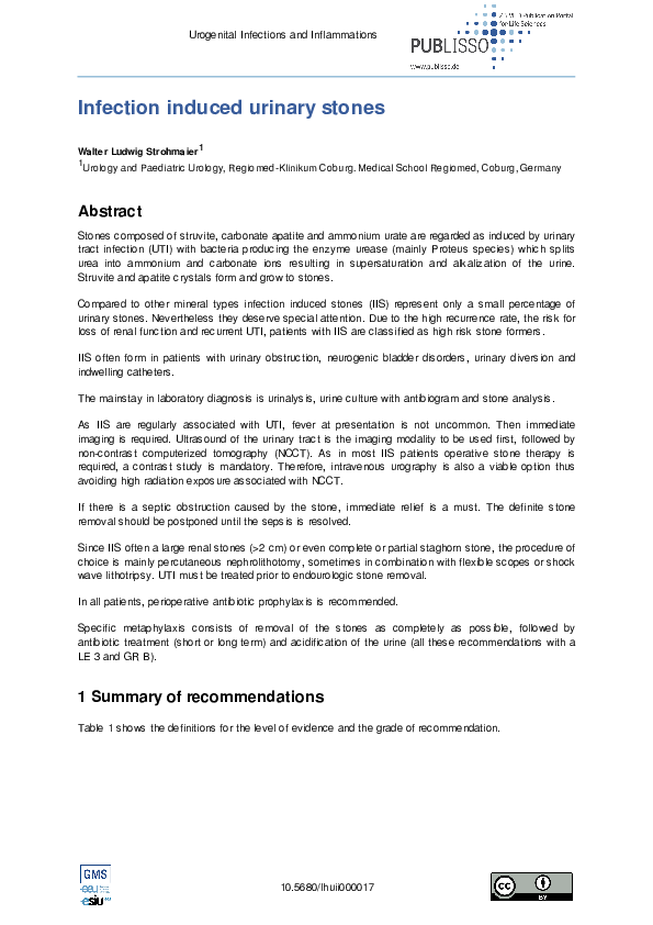 (PDF) Infection induced urinary stones | Walter Strohmaier - Academia.edu