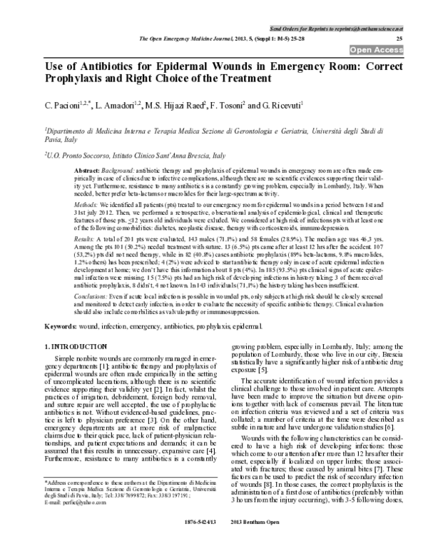 (PDF) Use of Antibiotics for Epidermal Wounds in Emergency Room ...