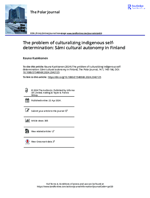 (PDF) The problem of culturalizing indigenous self-determination: Sámi ...