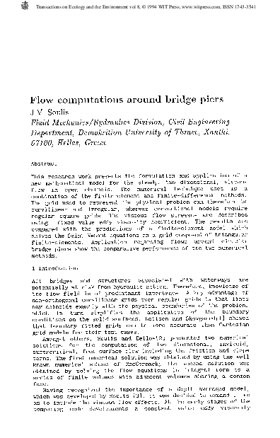 (PDF) Flow Computations Around Bridge Piers