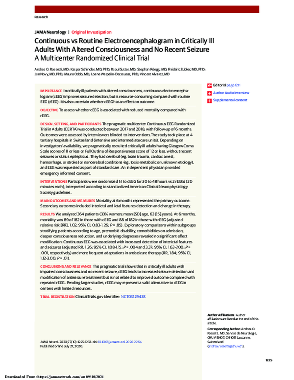 (PDF) Continuous vs Routine Electroencephalogram in Critically Ill ...