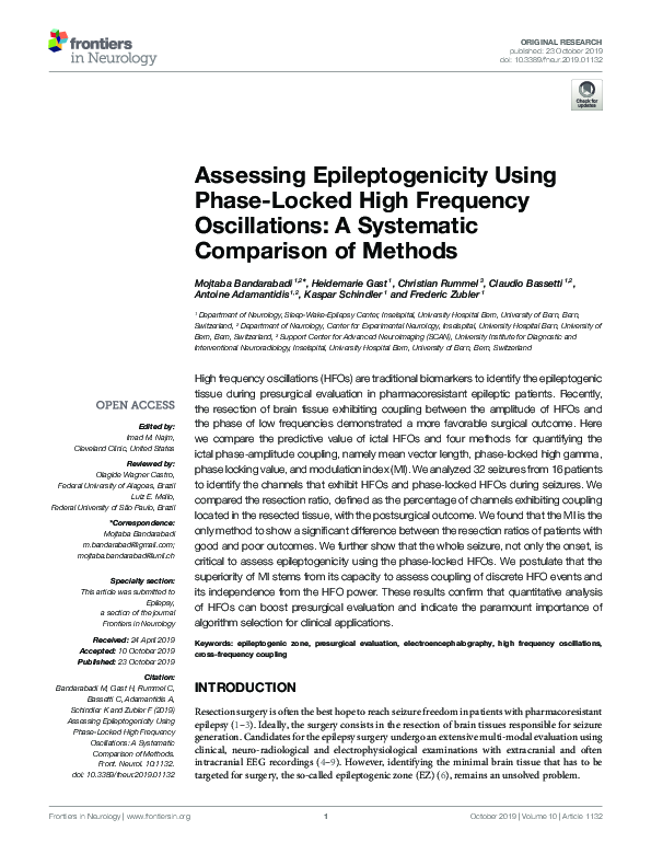 (PDF) Assessing Epileptogenicity Using Phase-Locked High Frequency Oscillations: A Systematic ...