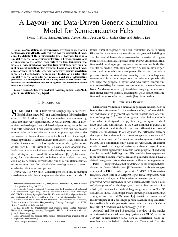 (PDF) A Layout- and Data-Driven Generic Simulation Model for Semiconductor Fabs | Jeongin (Jane ...