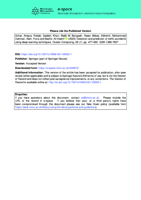 Pdf Detection And Prediction Of Traffic Accidents Using Deep Learning