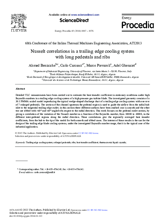 (PDF) Nusselt Correlations in a Trailing Edge Cooling System with Long ...