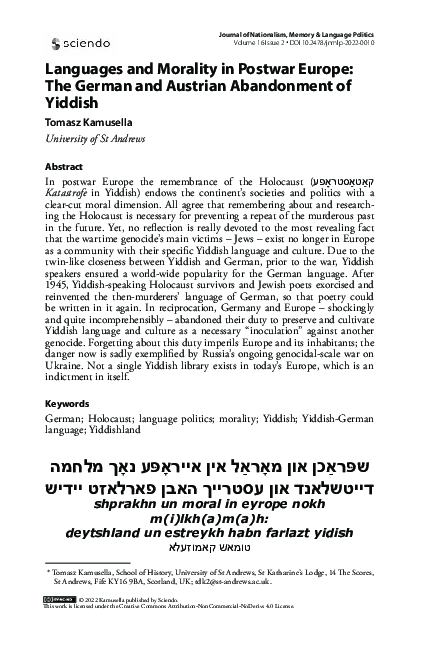 (PDF) Languages and Morality in Postwar Europe: The German and Austrian ...