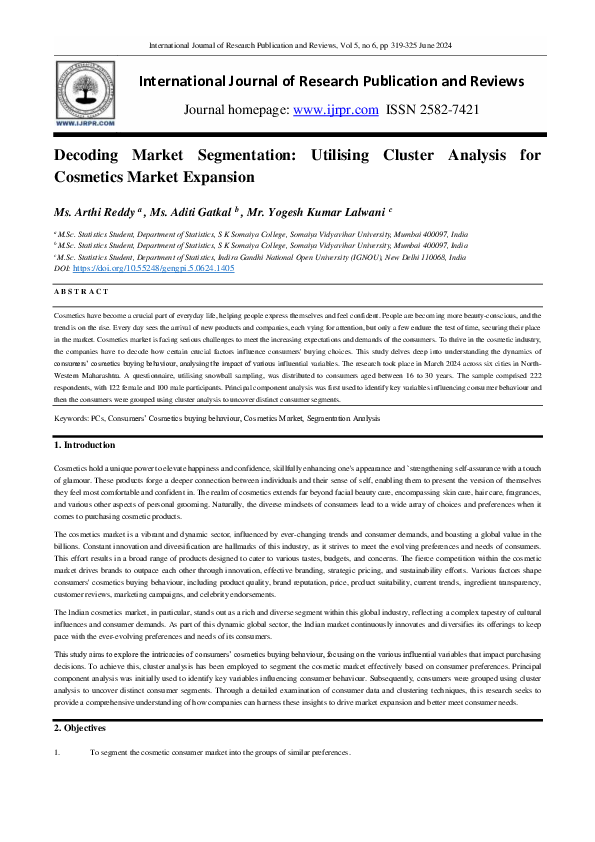 (PDF) Decoding Market Segmentation : Utilising Cluster Analysis for ...