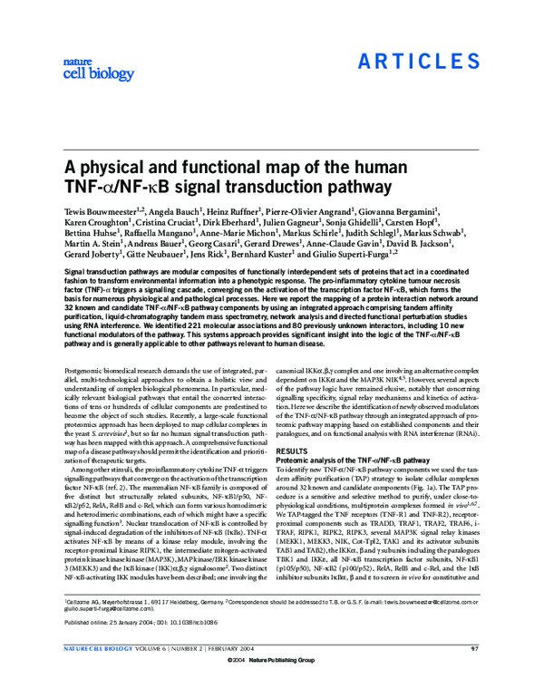 (PDF) A physical and functional map of the human TNF-α/NF-κB signal ...