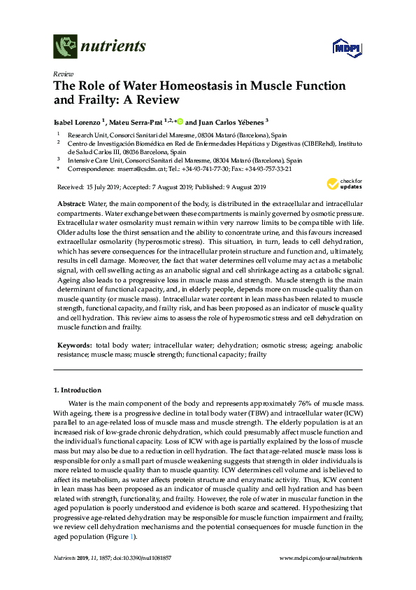 (PDF) The Role of Water Homeostasis in Muscle Function and Frailty: A ...
