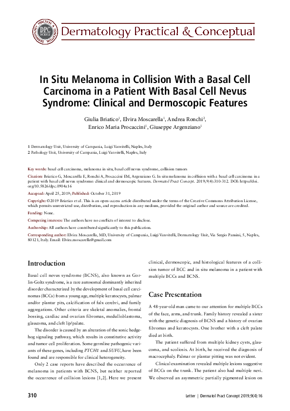 (PDF) In Situ Melanoma Collision With a Basal Cell Carcinoma in a ...