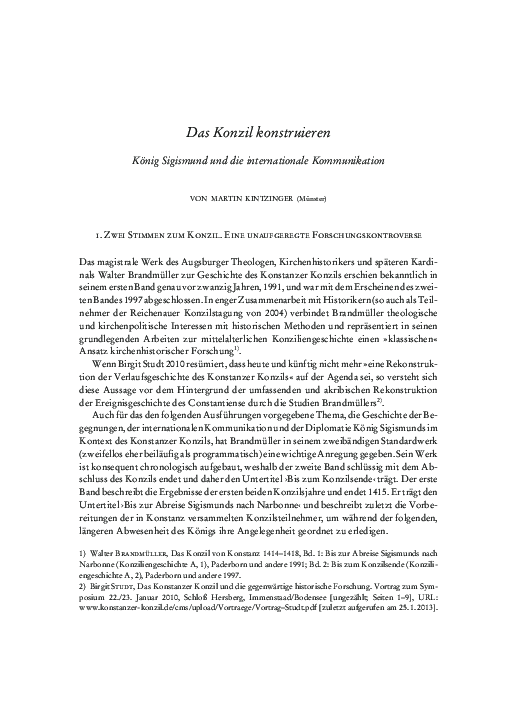 (PDF) Das Konzil konstruieren. König Sigismund und die internationale ...