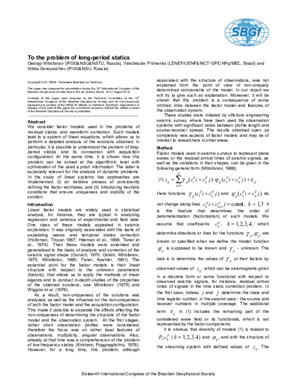 (PDF) To the problem of long-period statics