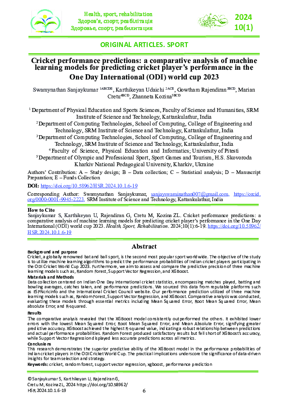 (PDF) Cricket performance predictions: a comparative analysis of ...