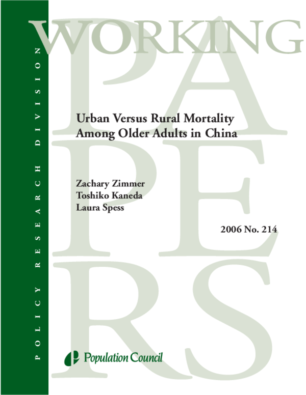 (PDF) Urban versus rural mortality among older adults in China
