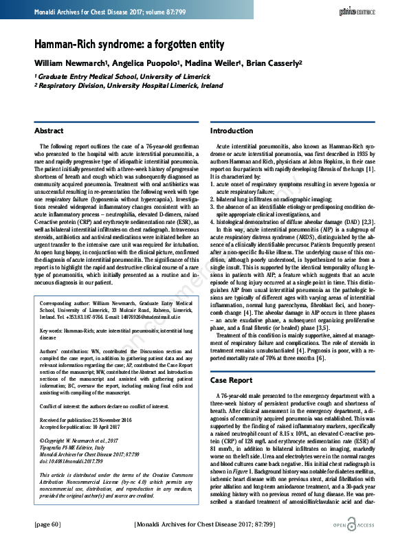 (PDF) Hamman-Rich syndrome: a forgotten entity