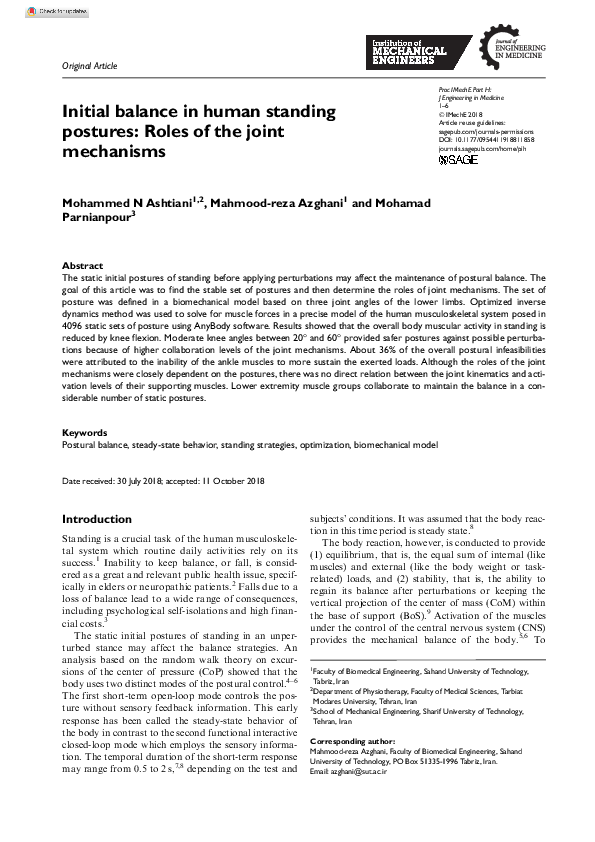 (PDF) Initial balance in human standing postures: Roles of the joint ...