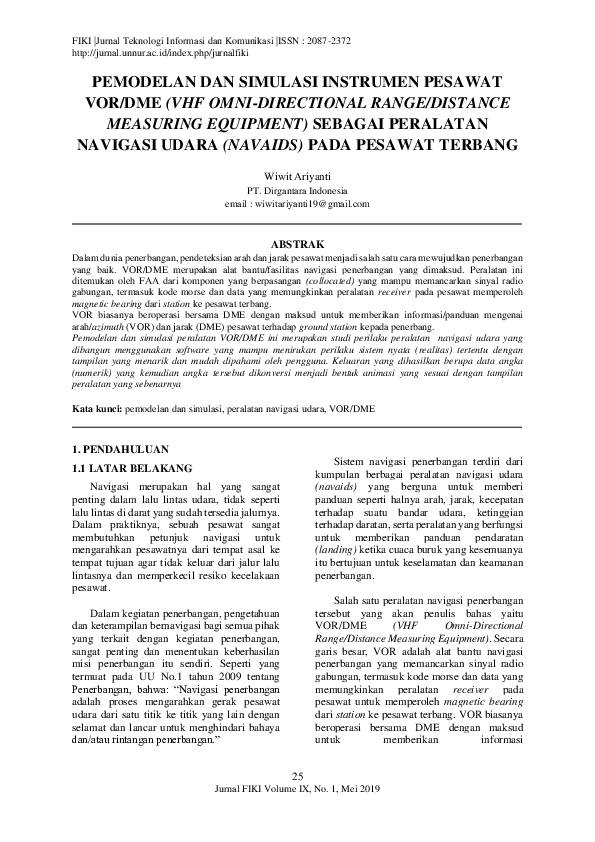 (PDF) Pemodelan Dan Simulasi Instrumen Pesawat Vor/Dme (VHF Omni ...