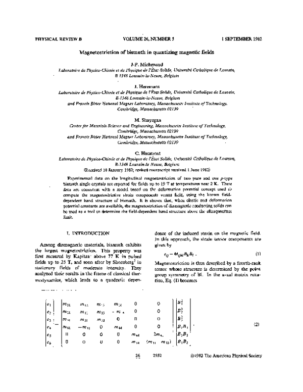 (PDF) Magnetostriction of bismuth in quantizing magnetic fields