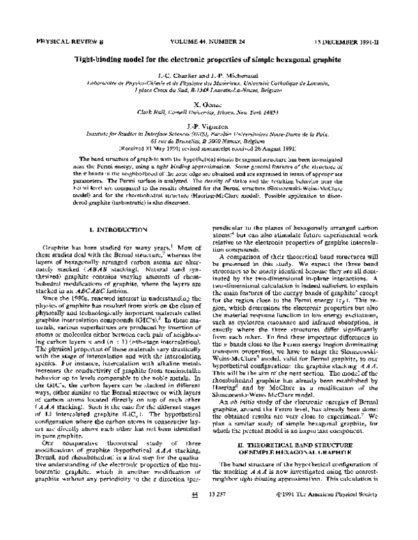 (PDF) Tight-binding model for the electronic properties of simple ...
