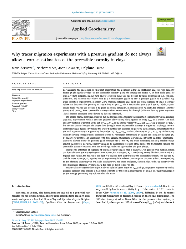 (PDF) Why tracer migration experiments with a pressure gradient do not ...