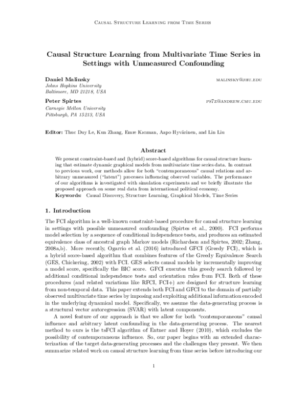 (PDF) Causal Structure Learning from Multivariate Time Series in ...