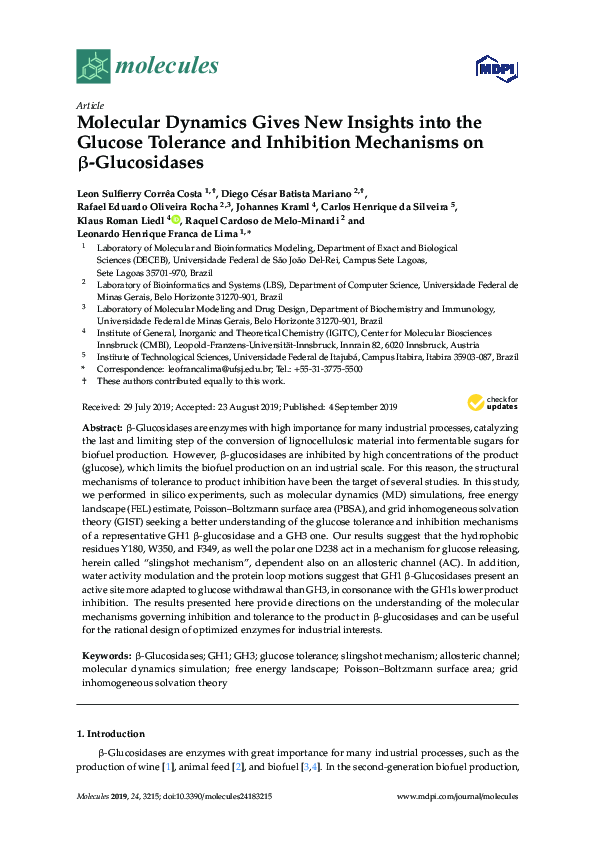 (PDF) Molecular Dynamics Gives New Insights into the Glucose Tolerance and Inhibition Mechanisms ...