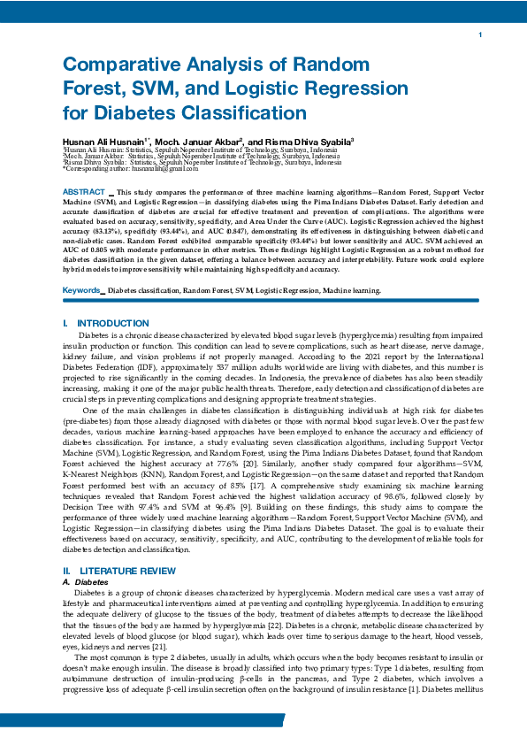 (PDF) Pima Indian Diabetes Analysis