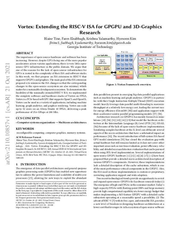 (PDF) Vortex: Extending the RISC-V ISA for GPGPU and 3D-GraphicsResearch (PDF) Vortex: Extending the RISC-V ISA for GPGPU and 3D-GraphicsResearch