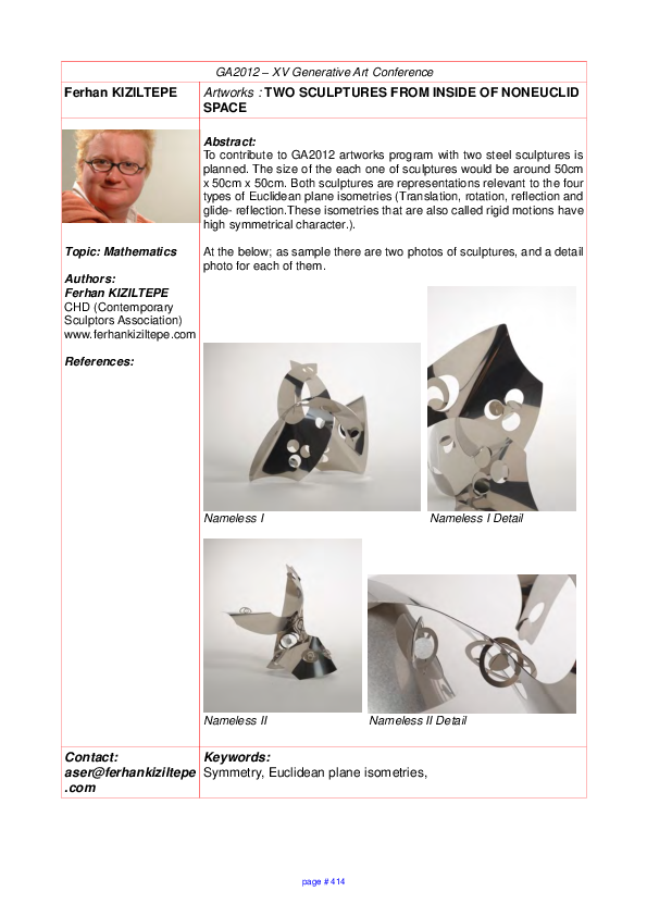 (PDF) Ferhan KIZILTEPE Artworks : TWO SCULPTURES FROM INSIDE OF ...