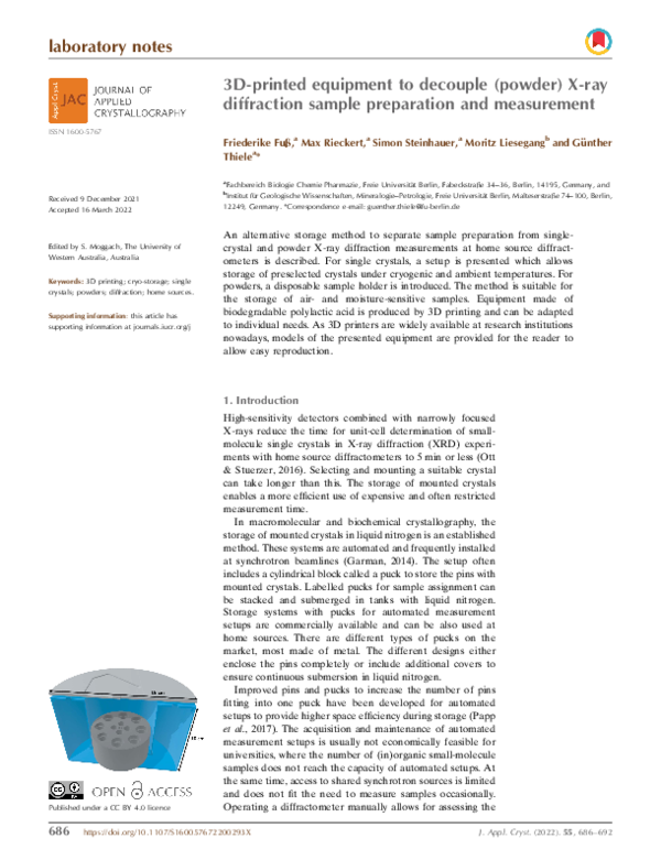 (PDF) 3D-printed equipment to decouple (powder) X-ray diffraction ...