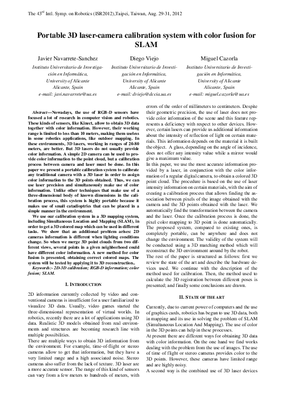 (PDF) Portable 3D laser-camera calibration system with color fusion for ...