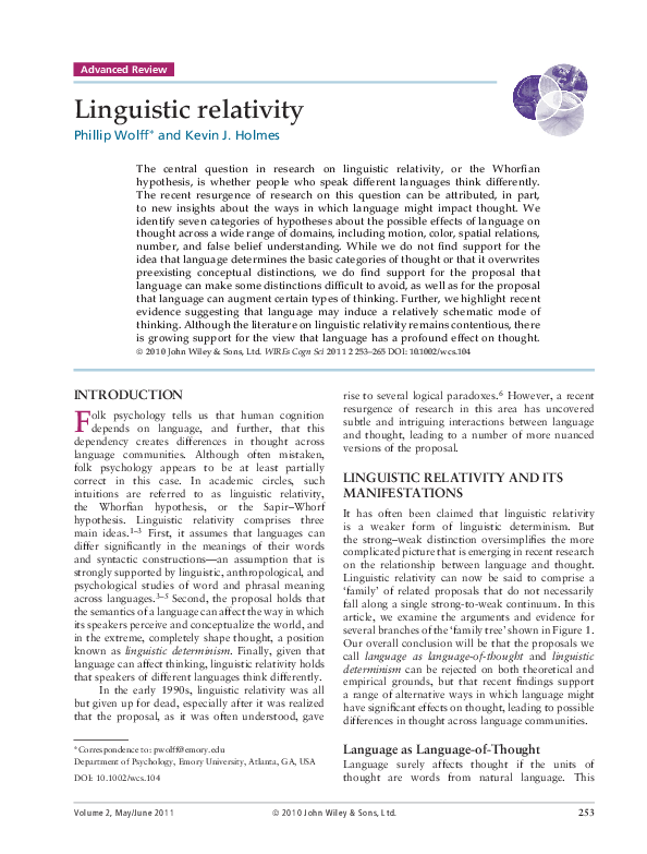 (PDF) Linguistic relativity