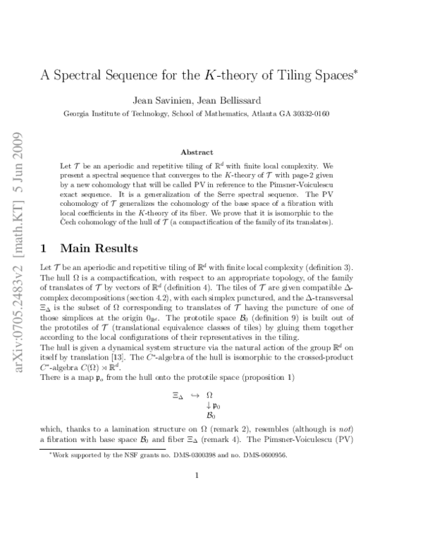 (PDF) A spectral sequence for theK-theory of tiling spaces