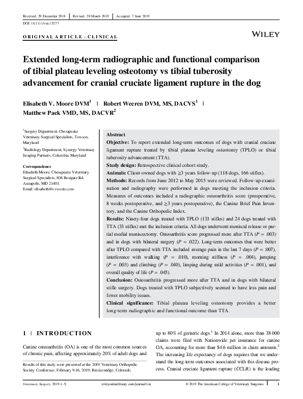 (PDF) Extended long‐term radiographic and functional comparison of ...