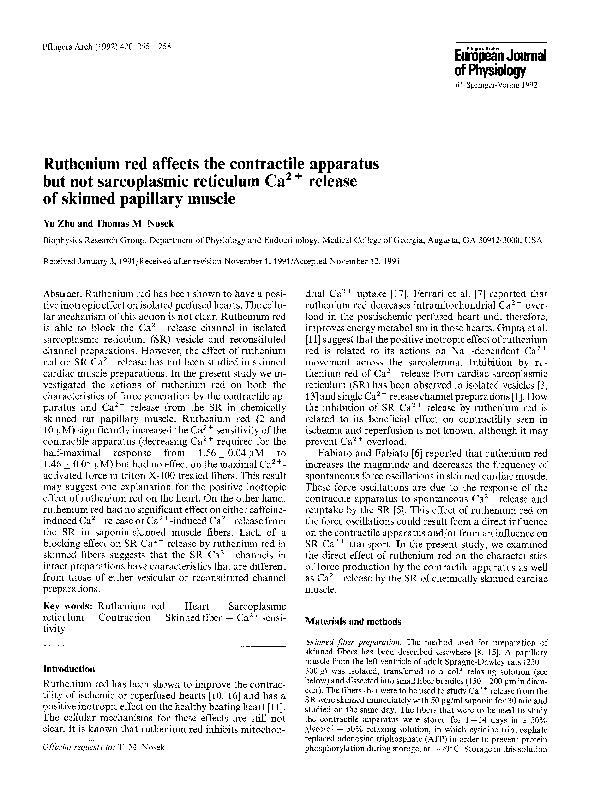 (PDF) Ruthenium red affects the contractile apparatus but not ...