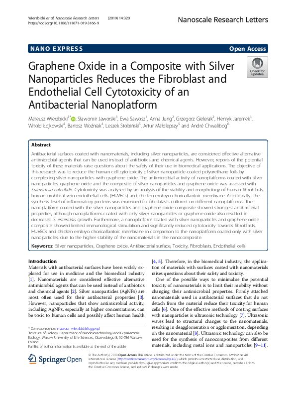 (PDF) Graphene Oxide in a Composite with Silver Nanoparticles Reduces the Fibroblast and ...