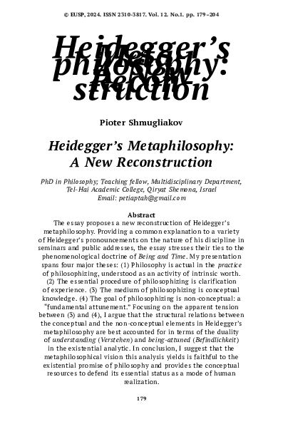 (PDF) Heidegger's Metaphilosophy: A New Reconstruction