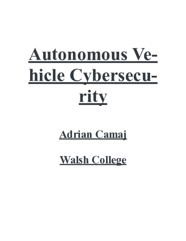 (PDF) Autonomous Vehicle Cybersecurity