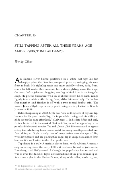 (PDF) Still Tapping after All These Years: Age and Respect in Tap Dance