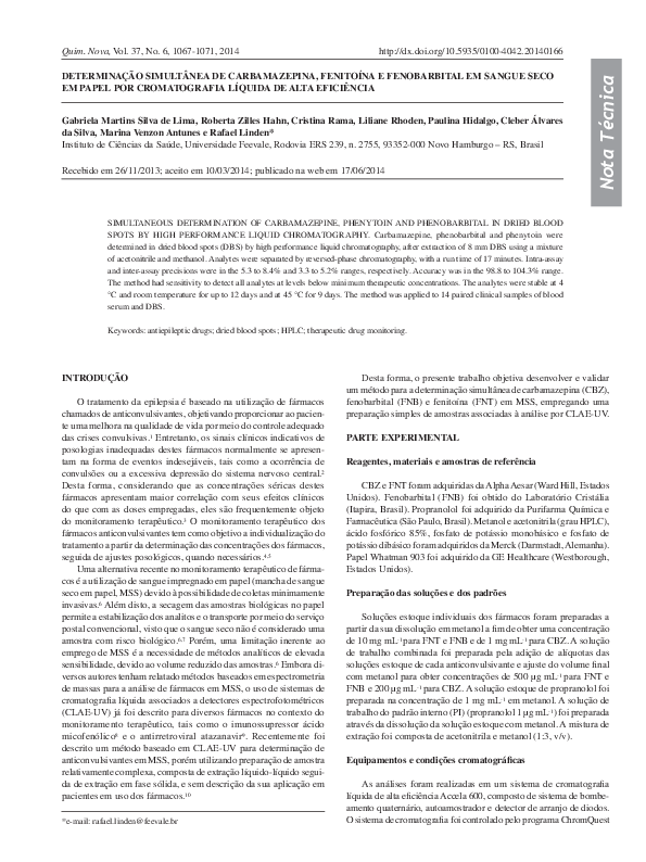(PDF) Simultaneous Determination of Carbamazepine, Phenytoin and Phenobarbital in Dried Blood ...