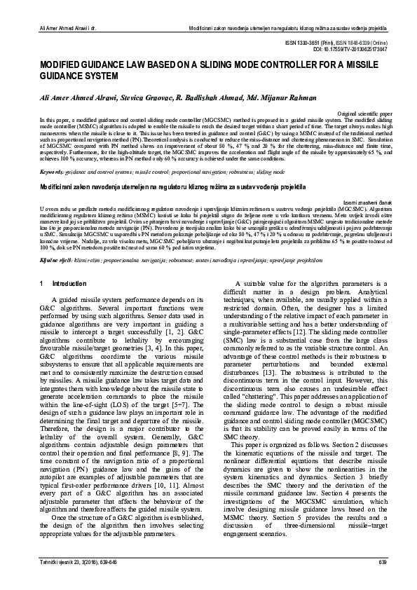 (PDF) Modified guidance law based on a sliding mode controller for a ...