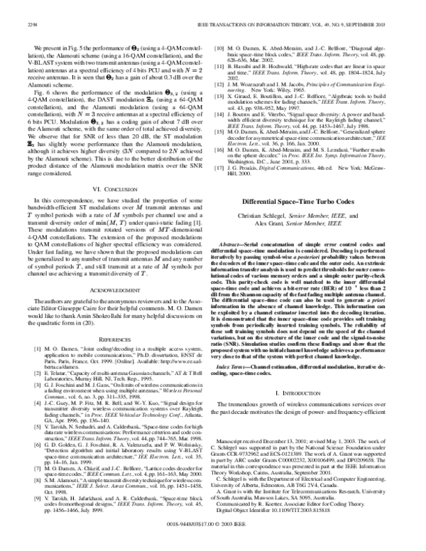 (PDF) Differential space-time turbo codes