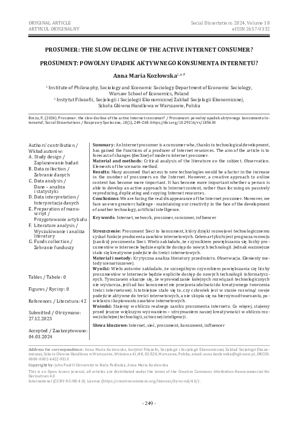 (PDF) Prosumer: the slow decline of the active Internet consumer?