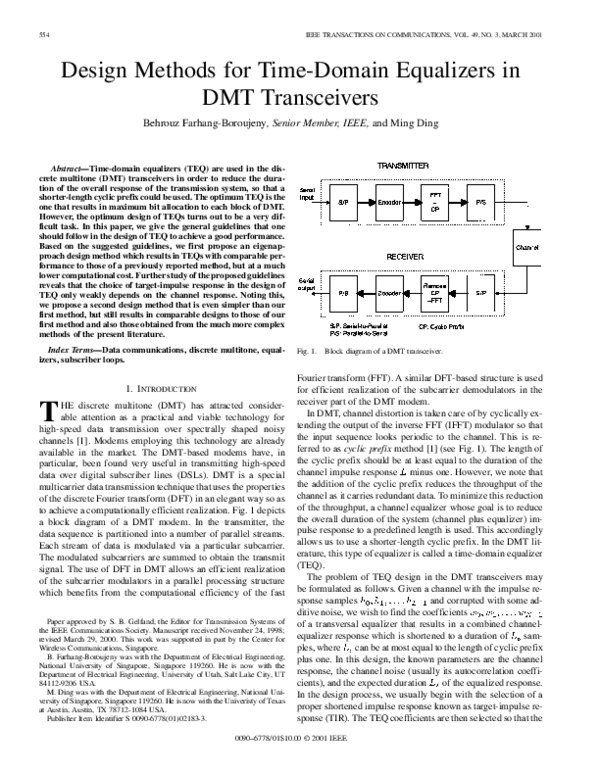 (PDF) Design Methods for Time-Domain Equalizers in