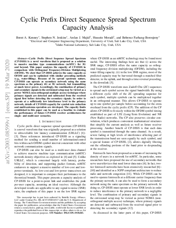 (PDF) Cyclic Prefix Direct Sequence Spread Spectrum Capacity Analysis