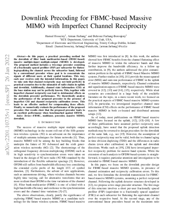(PDF) Downlink Precoding for FBMC-based Massive MIMO with Imperfect Channel Reciprocity ...
